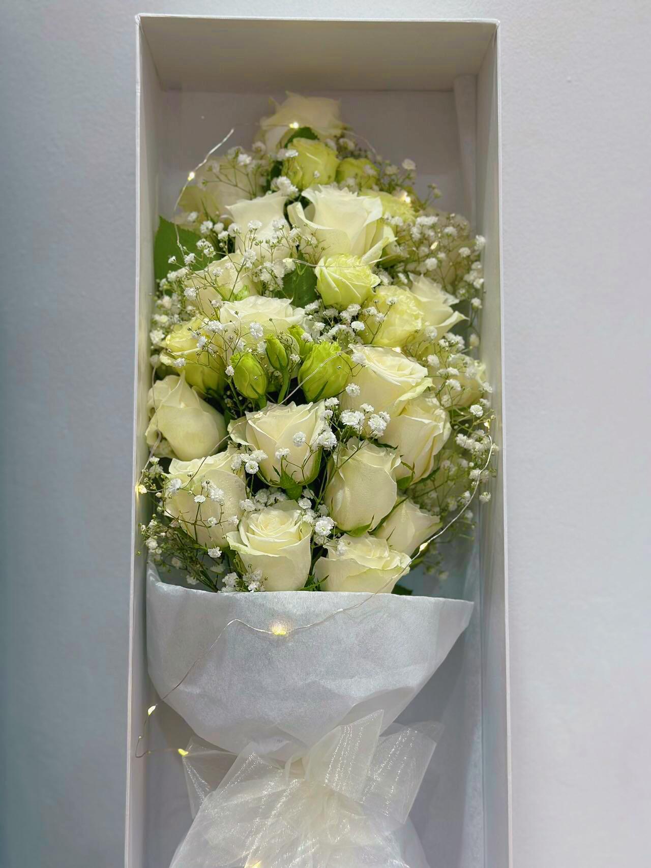 Dreamy White Rose Bliss Box | Mother's Day Bouquet Melbourne