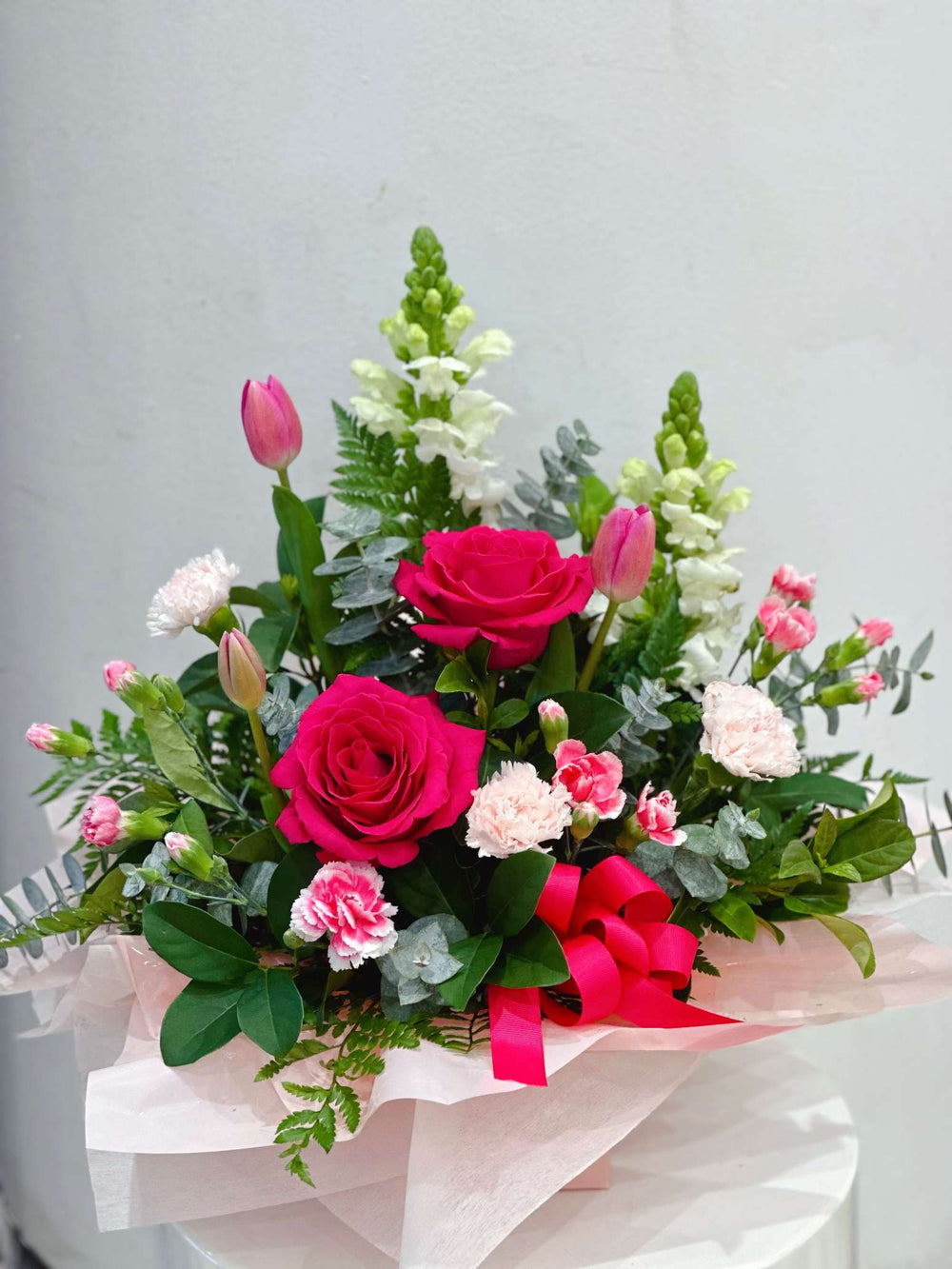 Pink Tulip Romance Box — Valentine's Day Bouquet | H Flowers Melbourne
